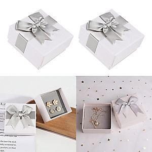 QUETHEDS 2 Pcs Cardboard Jewelry Organizers Travel Bowknot Jewelry Box Necklace Stand Display Tray Storage Box For Bracelets Bowknot Earrings Storage Boxes For Women