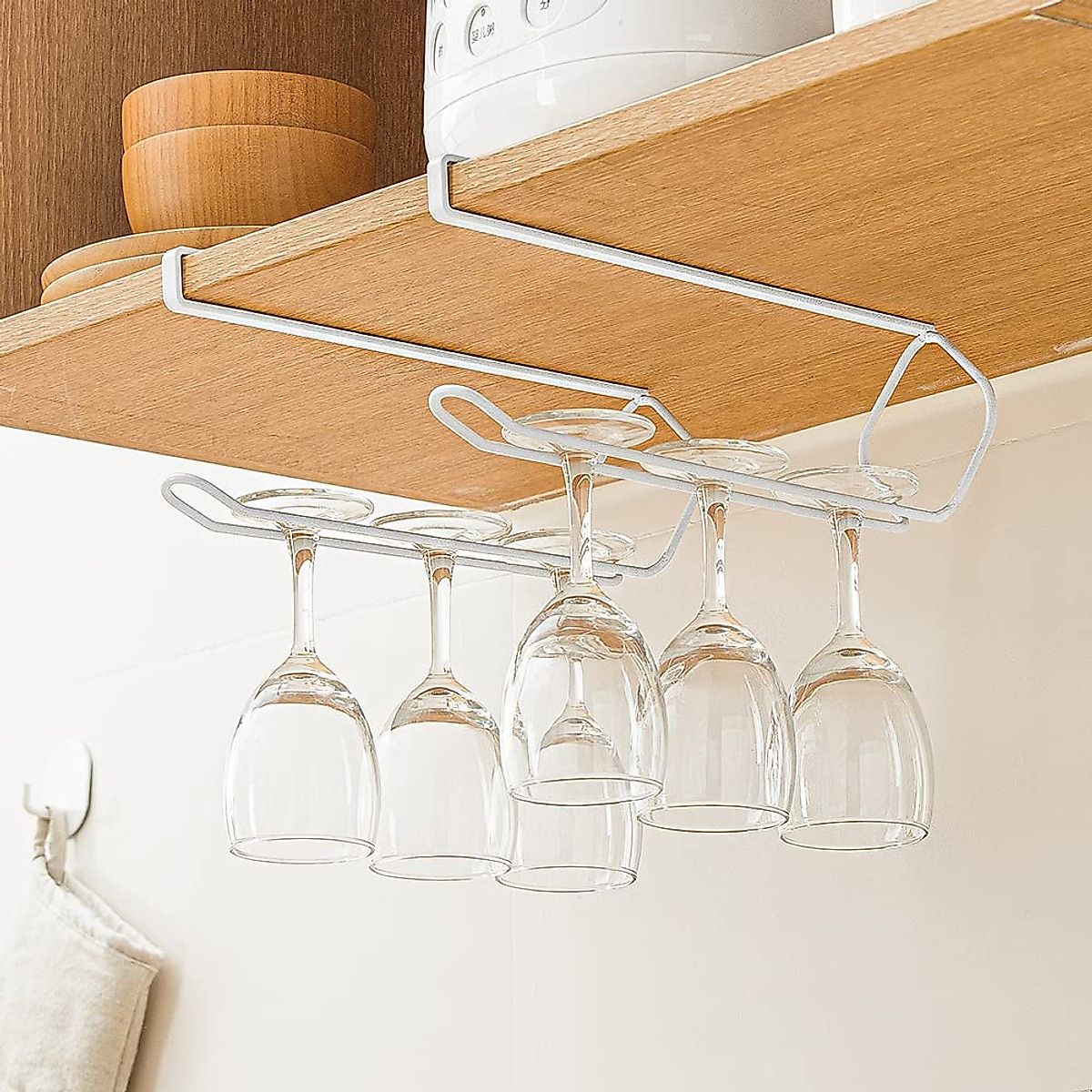 LINFIDITE Paper Towel Holder Hanger Under Cabinet Wine Glass Holder Paper Towel Racks No Drilling Sliding Wall Mount Paper Rolls Rack Kitchen Hanging Storage Rack