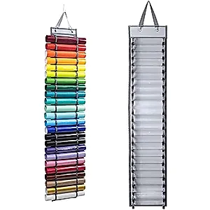 lixinhu Vinyl Roll Holder, 24 Compartments Craft Rack Roll Holder Wall Mount/Over Door Roll Storage Rack,Craft Organizer Vinyl Storage Rack | Hanging Organizer Storage