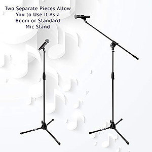 LyxPro Microphone Stand Boom Arm Tilting Rotating Floor Podium Stage or Studio Strong Durable And Foldable Height 38.5"- 66" Extends Arm to 29 3/8" Comes With 3/8" and 5/8" mount Adapter