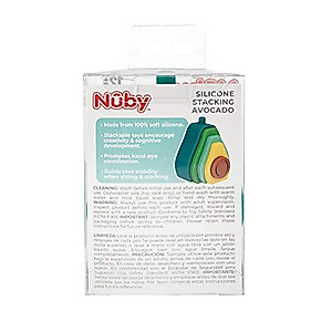 Nuby Soft Silicone Stackable Avocado Interactive Toy for Early Development, Creativity, 12+ Months