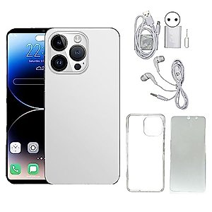 LANTRO JS Smart Phone, 6.1in, Ten Core, 2G/5G WiFi, 4GB/64GB, 8MP/16MP, 7000mAh, for Android 11.0, White, EU Plug,Compatible with 100-240V