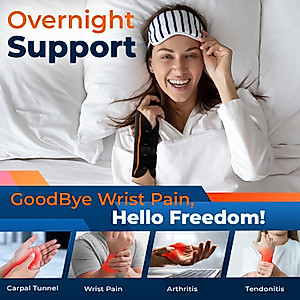 DR. BRACE Adjustable Wrist Brace Night Support for Carpal Tunnel, FSA & HSA Eligible, Doctor Developed, Upgraded with Double Splint & Therapeutic Cushion, Hand Brace For Pain Relief, Injuries, Sprains