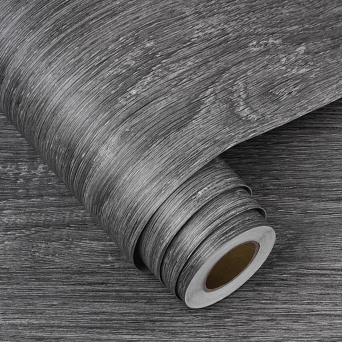 FunStick Thick Grey Natural Wood Contact Paper for Cabinets Countertops Waterproof Wood Wallpaper Peel and Stick Countertops for Kitchen Wallpaper Removable Wood Grain Contact Paper for Desk 15.8"x80"