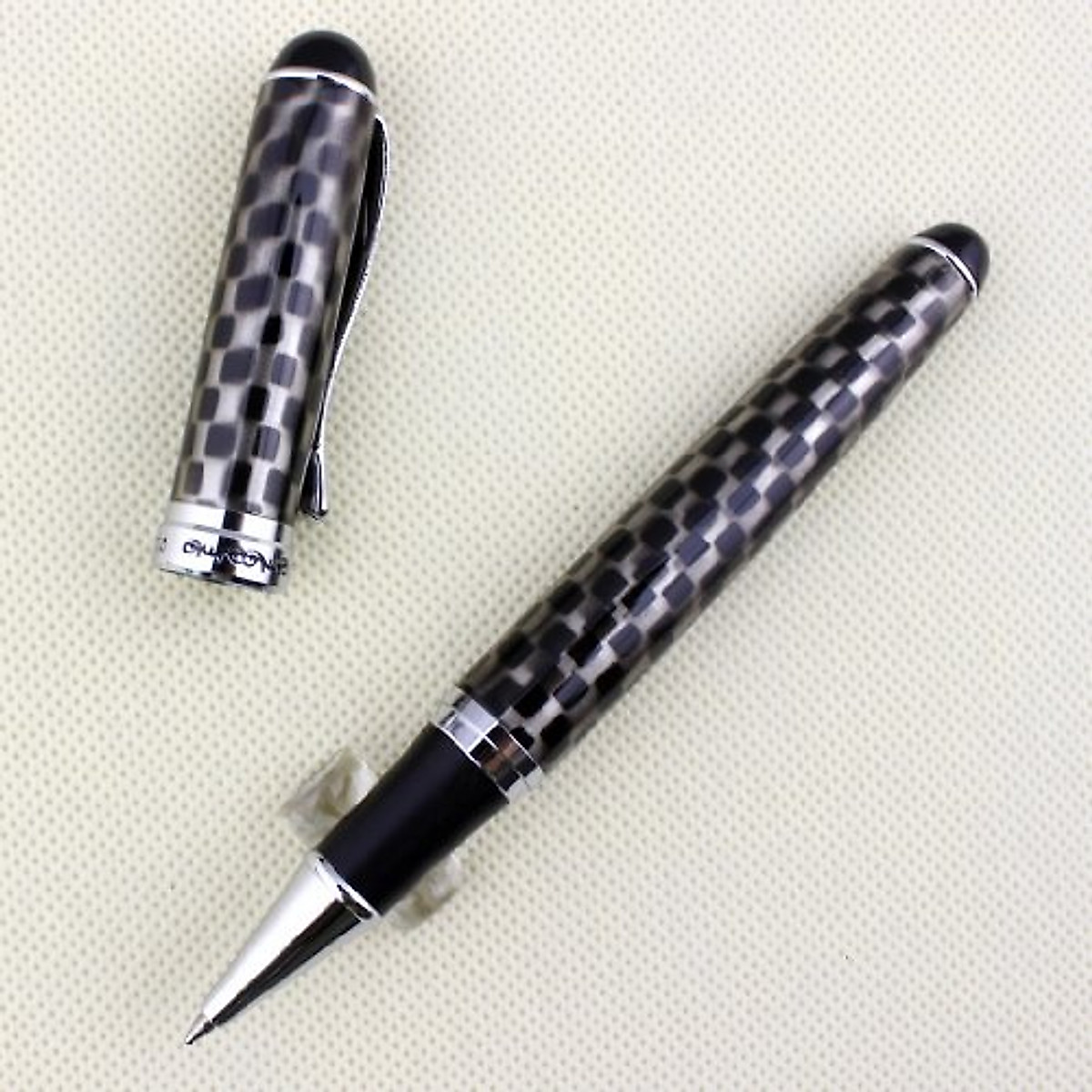 Gullor Advanced Executive Rollerball Pen Jinhao 750 Black & Silver Square Pattern Pen