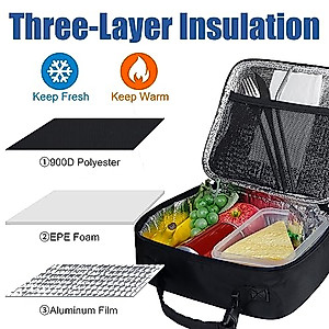 Aosbos Insulated Lunch Bag Small Mini Cooler Lunch Box for Men Women Thermal Reusable Lunch Boxes Portable Snack Bag with Handle for Work Picnic Outdoor Black