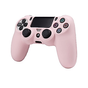 ROTOMOON Pink Silicone Controller Skins with 8 Thumb Grips for PS4, Sweat-Proof Anti-Slip Controller Cover Skin Protector Compatible with Playstation 4 Slim/Pro Controller…
