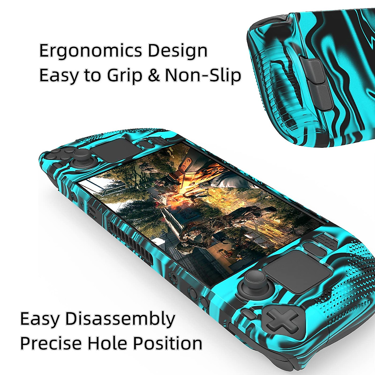 Case for Steam Deck Protector Skin: Full Silicone Protective Soft Cover Shockproof Non Slip and Anti Scratch Accessories for Stream Deck (Camouflage Army Blue)