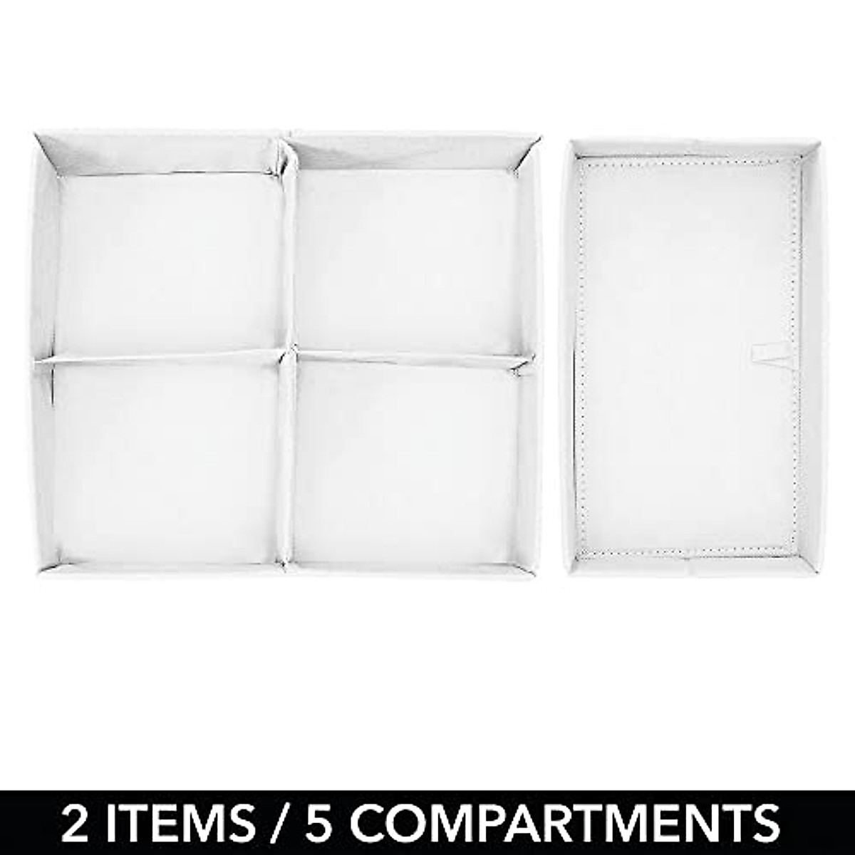 mDesign Soft Fabric Polka Dot Dresser Drawer and Closet Storage Organizer Bin for Child/Kids Room, Nursery, Playroom - Divided 5 Section Tray, Set of 4 - Yellow/White