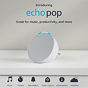 Amazon Echo Pop (newest model), Our smallest Alexa speaker, Fits in any room, Glacier White