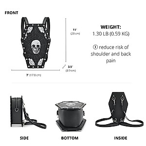 Scarleton Backpack Purse for Women, Coffin Skull Backpack, Gothic Shoulder Bag, Sling Bags for Women Crossbody Bag, H209201A - Black