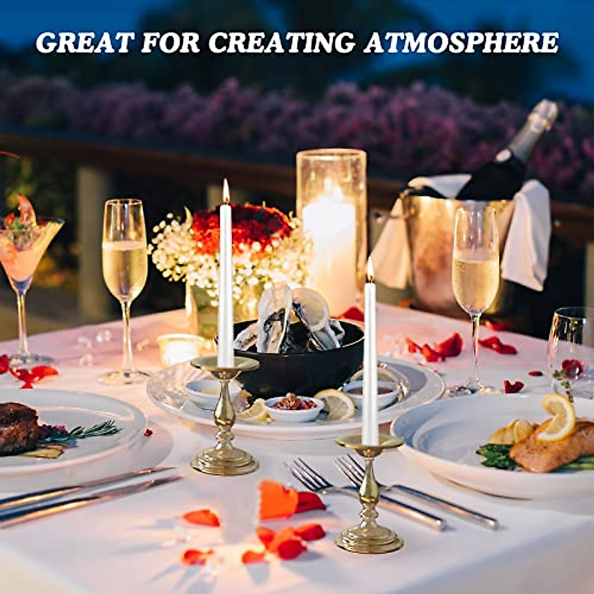 10 Inch Taper Candles, 12 Pack Tall Unscented Dripless Candles with Cotton Wicks Perfect for Dinner, Party, Wedding or Farmhouse Decor, 7-9 Hour Burn Time- 7/8" Base (10 inch/Glossy, White)