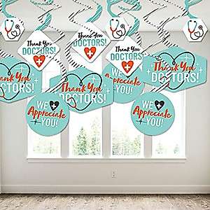 Big Dot of Happiness Thank You Doctors - Doctor Appreciation Week Hanging Decor - Party Decoration Swirls - Set of 40