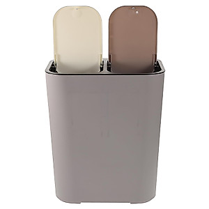 Cabilock Recycling Bin Dual Compartment Trash Can Wet and Dry Classified Waste Bin Wastebasket Classified Garbage Container Waste Can Dustbin Rubbish Box with Lid for Home Kitchen Grey Garbage Bin