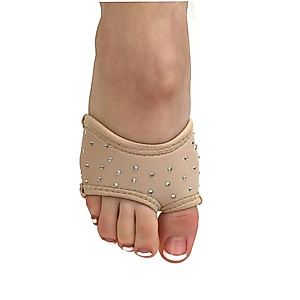 Spinner Skins Neoprene Dance Half Soles and Pouch-Nude with Rhinestones-M
