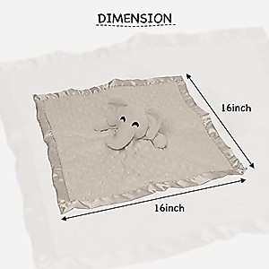 Gray Baby Elephant Security Blanket Baby Stuffed Elephant Toy Lovie Blanket for Infant Boys and Girls Baby Comforting Elephant Blanket for Newborns 16in