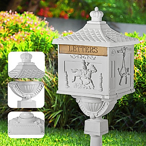 Polar Aurora Mailbox Cast Aluminum White Mail Box Postal Box Security Heavy Duty New