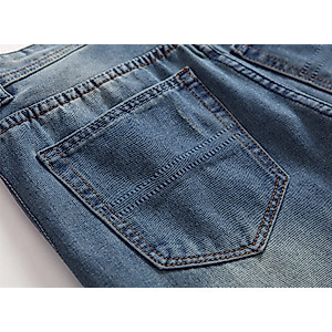 Maiyifu-GJ Men's Retro Ripped Jeans Distressed Skinny Slim Fit Stretch Denim Pants Straight Jean Trousers with Broken Holes (Light Blue,42)