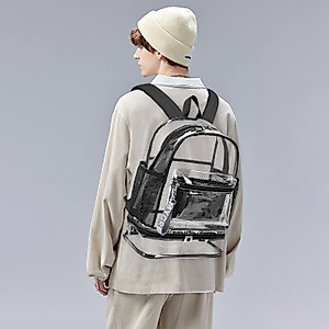 mygreen Clear Backpack with Bottom Compartment for Lunch Box or Shoes, 2-in-1 Design for School, Sports, Work, Stadium, Security, Travel, College Grey