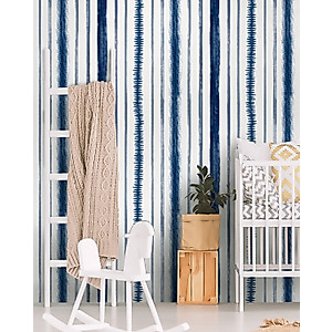 Timeet Blue and White Wallpaper Line Peel and Stick Wallpaper 17.3 "x 78.7" Geometric Stripe Contact Paper Self Adhesive Removable Wallpaper for Bedroom Living Room Decor
