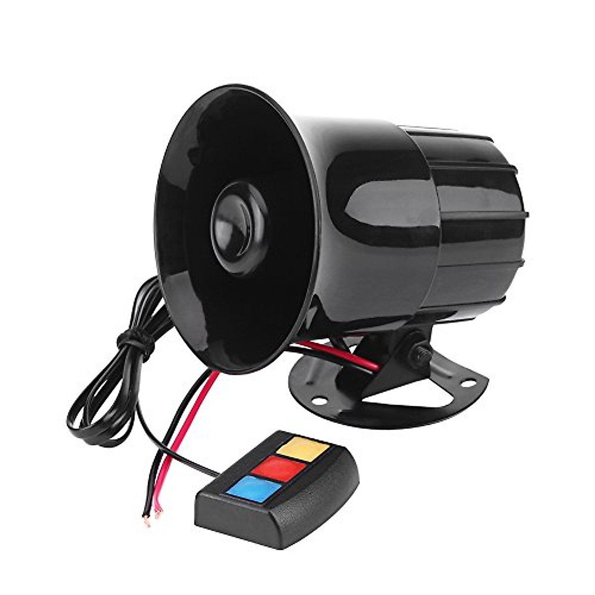Motorcycle Alarm Horn, 12V 30W Car Motorcycle Alarm Warning Siren Horn 3 Sound Loud Speaker, Black