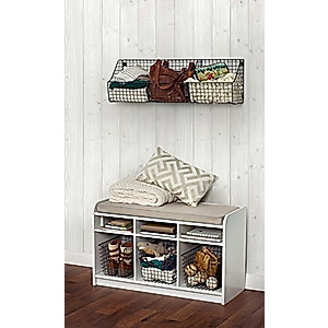 Spectrum Diversified Mount Triple Wire 3 Storage Bins Decor & Entryway Organization, Rustic Farmhouse Wall Basket, Industrial Gray