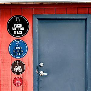 Signs ByLITA Circle Push Button To Exit Sign (Red) - Small