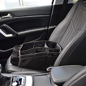 Car Seat Organizer - Back Seat & Front Seat Storage Bag with Seat Belt Attachment, Cup holders and Foldable Pockets - Water Resistant Backseat Organizer for Toys, Snacks and other utensils