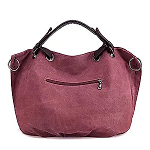 Mudono Top Handle Handbag for Women Large Capacity Shoulder Bag Canvas Crossbody Bag Casual Tote Bag Retro Satchel Purse