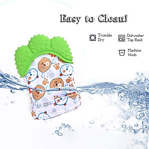 Baby Teething Mitten 2Pack-Stimulating Teeth Toys for Infant,Avoid Scratching (Orange2)