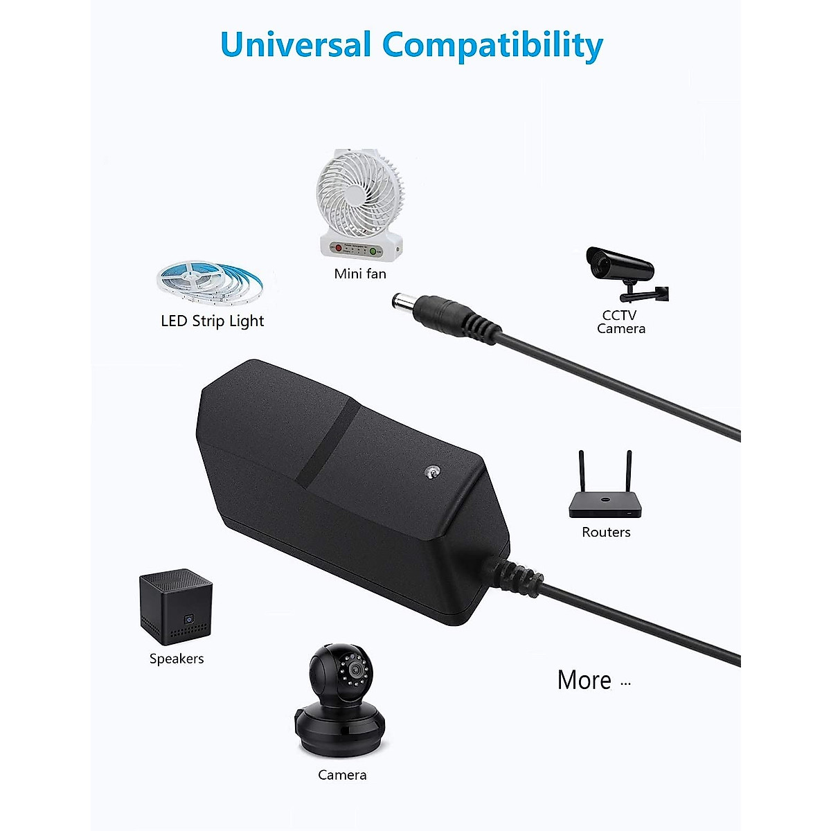 6V DC Power Supply 2A Universal AC Adapter, 100-240V 50/60Hz AC to DC 6 Volts 2Amp Power Adapter Transformer, DC 6V Power Cord, 5.5mm x 2.5mm DC Plug