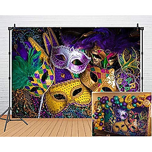Mardi Gras Party Decoration Carnival Photography Backdrop Mystery Masquerade Backgrounds Dancing Birthday Party Banner Photo Booth for Wedding Bachelorette Party Decorations(8x6FT) 061
