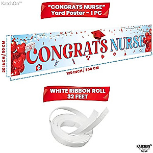 Xtra-Large Congrats Nurse Banner - 120x20 Inch | Blue and Red Nursing Graduation Party Supplies | Nurse Party Decorations | Rn Graduation Party Decorations 2023 | Nurse Graduation Decorations 2023
