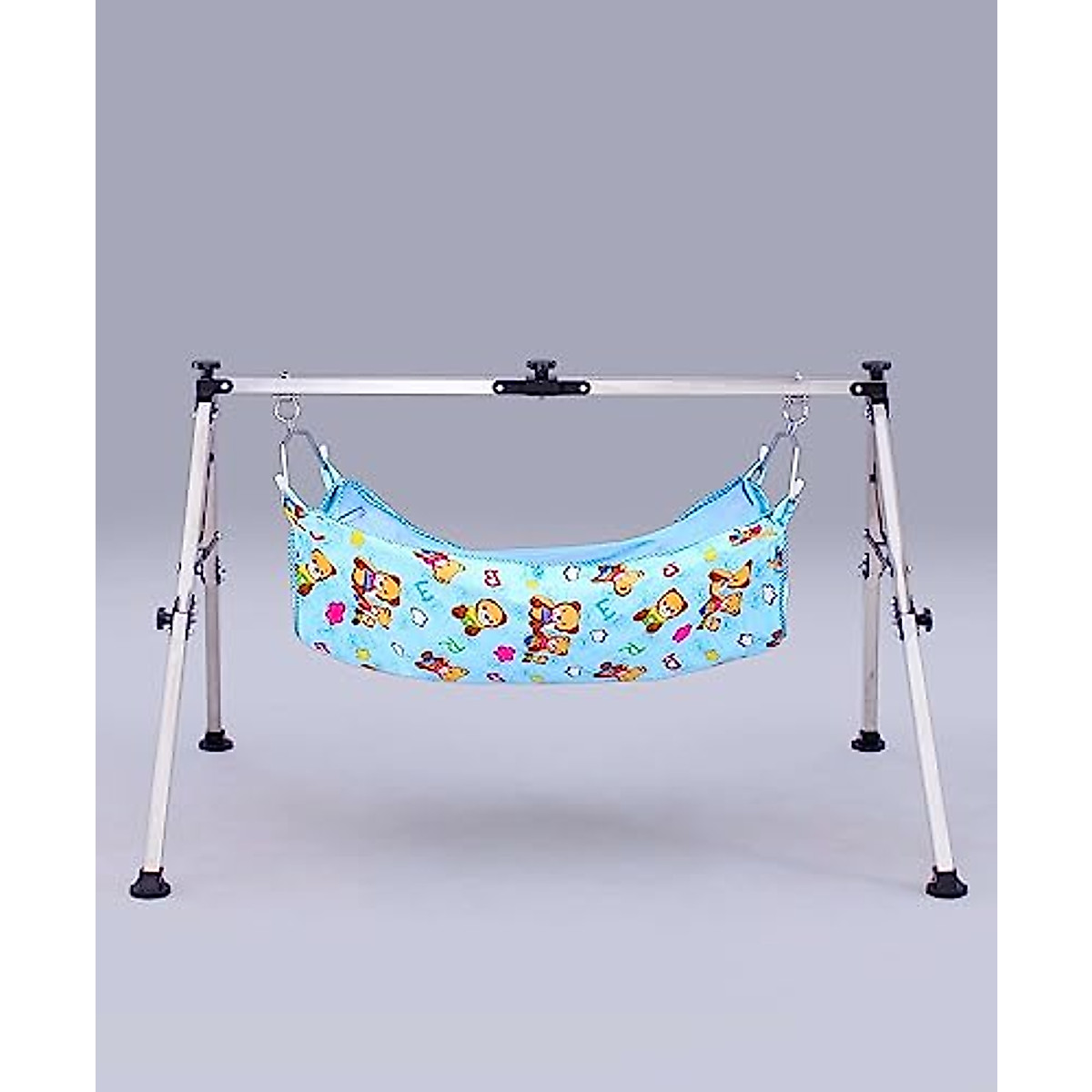 KISSATO Foldable Stainless Steel Infant, Baby Cradle with Non-Woven Storage Bag, Indian Style Palna