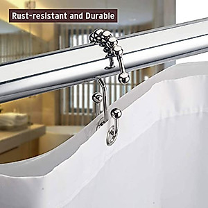 DadyMart Shower Curtain Hooks Rust Resistant Shower Curtain Rings Metal Double Glide Rollers Shower Hooks for Bathroom Shower Curtain Rods Curtains, Set of 12, Nickel