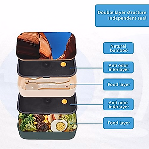 Gorge Scenery Adult Lunch Box, Bento Box, With Cutlery Set Of 3, 2 Compartments, Rectangular, Lunch Box For Adults