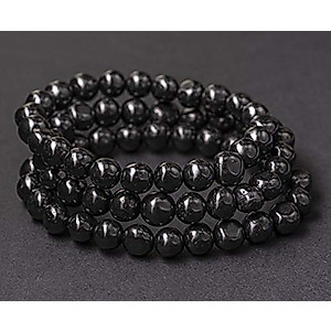 Shungite Beaded Bracelet Stretch Round Strand 6.5" is a Spectacular Stone contains natural C60 Fullerene Formed in The Heart of Shungite Mine Type II from Russia