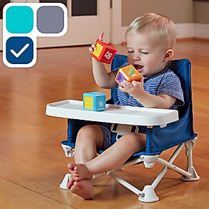 hiccapop OmniBoost Travel Booster Seat with Tray for Baby | Folding Portable Baby Booster Seat for Dining Table, Camping, Beach, Grandma’s | Tip-Free Design Straps to Kitchen Chairs - Booster Chair