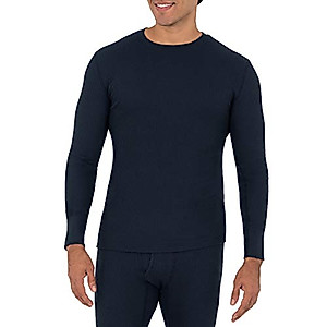 Fruit of the Loom Men's Recycled Waffle Thermal Underwear Set (Top and Bottom), Navy, Medium