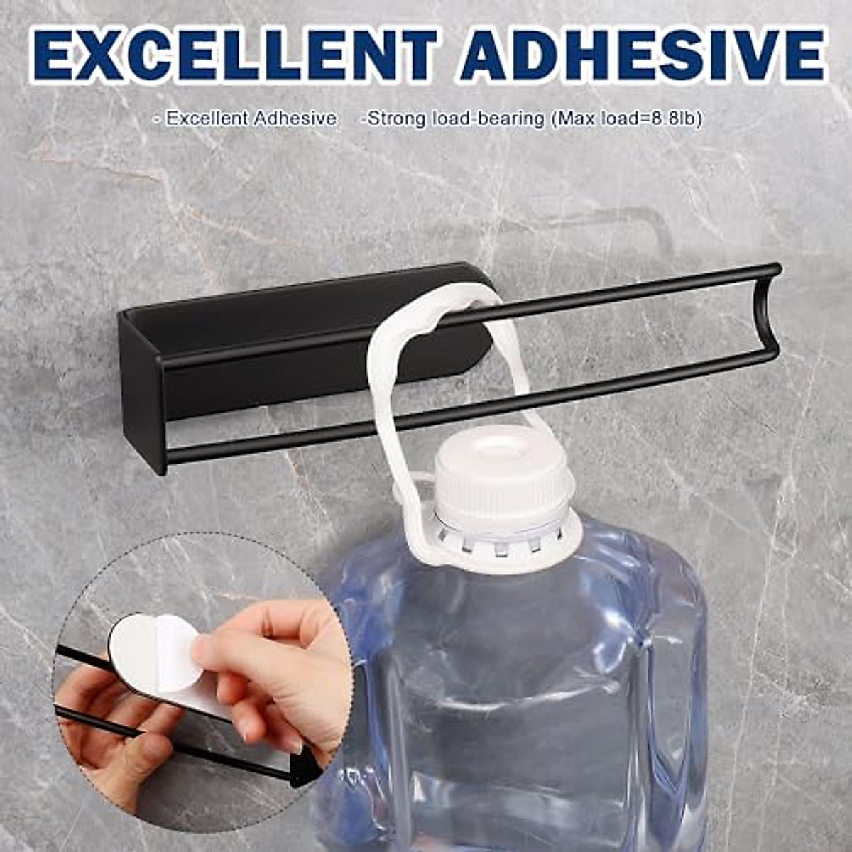 NearMoon Hand Towel Holder/Towel Ring Strong Hold Self Adhesive Bathroom Towel Bar, Thicken Stainless Steel Towel Rack- Sticky Towel Hanger, Contemporary Style, NO Drilling (Matte Black)