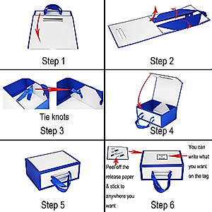 Indaly Gift Box (9.4×7×3.9 Inches) with Ribbon,Blue Gift Box,Wedding Birthday Bridesmaid Proposal and Baby Bridal Shower Anniversaries Fsa Gift Box Include a Tag