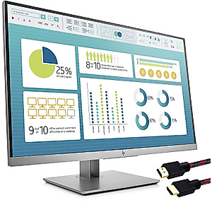 HP EliteDisplay E273 27 inch 4-Way adjustabile Monitor (1FH50A8#ABA) - (1920 x 1080) Full HD - (1x DisplayPort 1.2, 1x HDMI, 1x VGA, 3X USB 3.0) with HDMI Cable