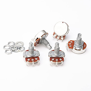 Long Split Shaft 18mm Guitar Potentiometers A500K-OHM Big Control Pots for Electric Bass Guitar Pack of 5