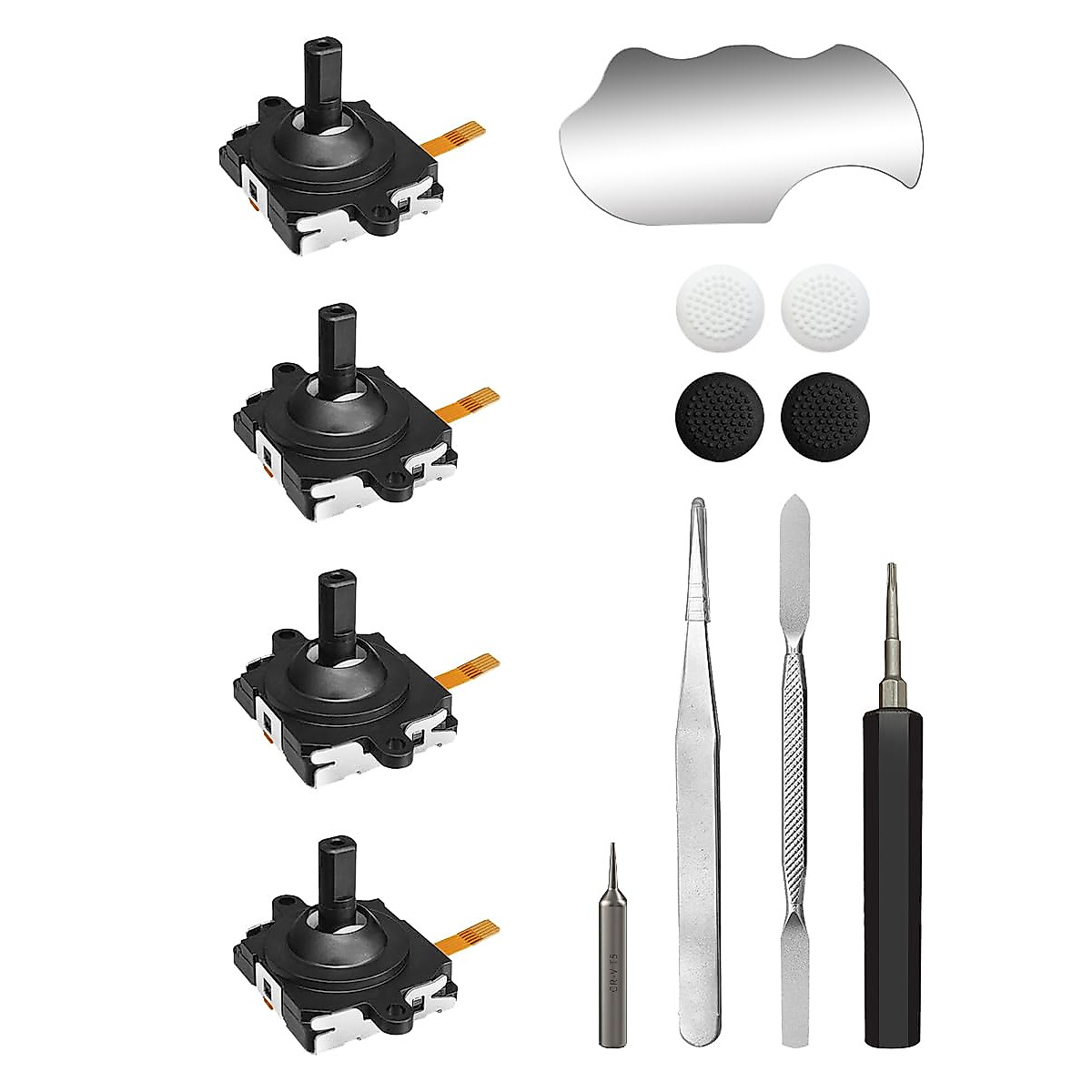 Analog Joystick Repair Kit for Oculus Quest 2 Controller/Meta Quest 2 Controller - Quest 2 Controller Replacement: 4 Joysticks, T5 Screwdriver, Tweezer, Pry Tool, 4 Protective Caps for Oculus 2