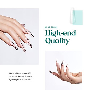 Beetles Gel Nail Kit Easy Nail Extension Set 5 In 1 Nail Glue Gel Base Coat with Pre shaped Long Coffin Soft Gel Nail Tips and Led Nail Lamp Acrylic Nail Clipper for Nail Art Diy Home Manicure