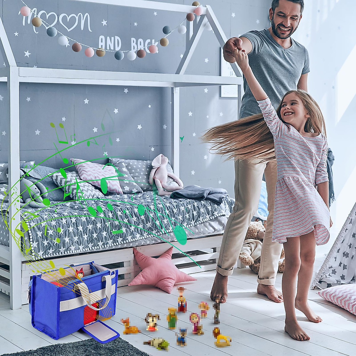 DDgro Tonies Figures Storage Bag for Toniebox Starter Set, Home and Outdoor Travel Carrying Case Organizer for Figurine Characters, Audio Player Box, Charger & Headphone, Bag Only (Small, Purple)