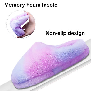 EDCYF Girl's Plush House Slippers Comfy Faux Fur Non-Slip Rubber Sole House Shoes for Kids Bedroom Indoor Outdoor Warm Shoes