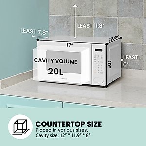 COMFEE CMO-C20M1WH Retro Microwave with 11 power levels, Fast Multi-stage Cooking, Turntable Reset Function Kitchen Timer, Speedy Cooking， Weight/Time Defrost, Memory function, Children Lock, 700W