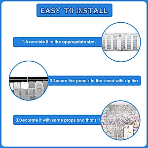 Shimmer Wall Backdrop Panels 24Pcs Square Silver Sequin Shimmer Backdrop Decor for Wedding, Anniversary, Birthday Party Decoration.