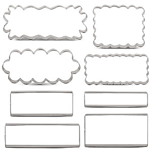LILIAO Rectangle Scalloped Edge Cookie Cutter Set, Stainless Steel (Rectangle and Scalloped Edge 8-Piece Set)